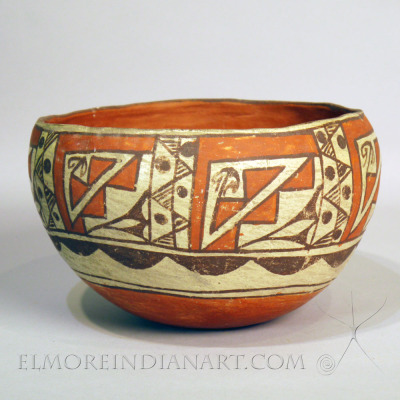 More Historic Pueblo Pottery: Isleta Chili Bowl c. 1910